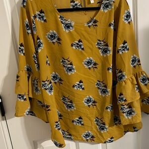 Tops | Yellow And Blue Floral Top Brand New | Poshmark